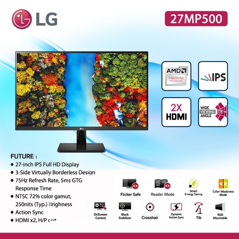 Jual LG 27MP500 27 Inch - FHD IPS 75Hz FreeSync Bezelless HDMI Monitor ...