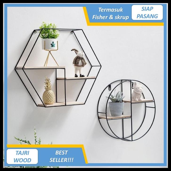 Jual Rak Dinding Besi Dekorasi Dinding Minimalis Vintage Hexagon ...
