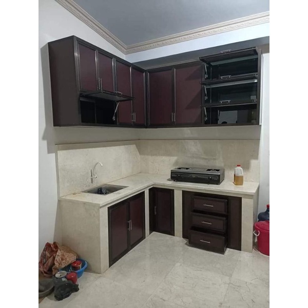 Jual KITCHEN SET ALUMINIUM CUSTOM / KITCHENSET PER METER | Shopee Indonesia