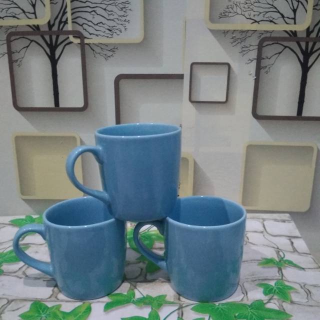 Jual mug/gelas keramik porcelain model ivory warna biru terang | Shopee ...