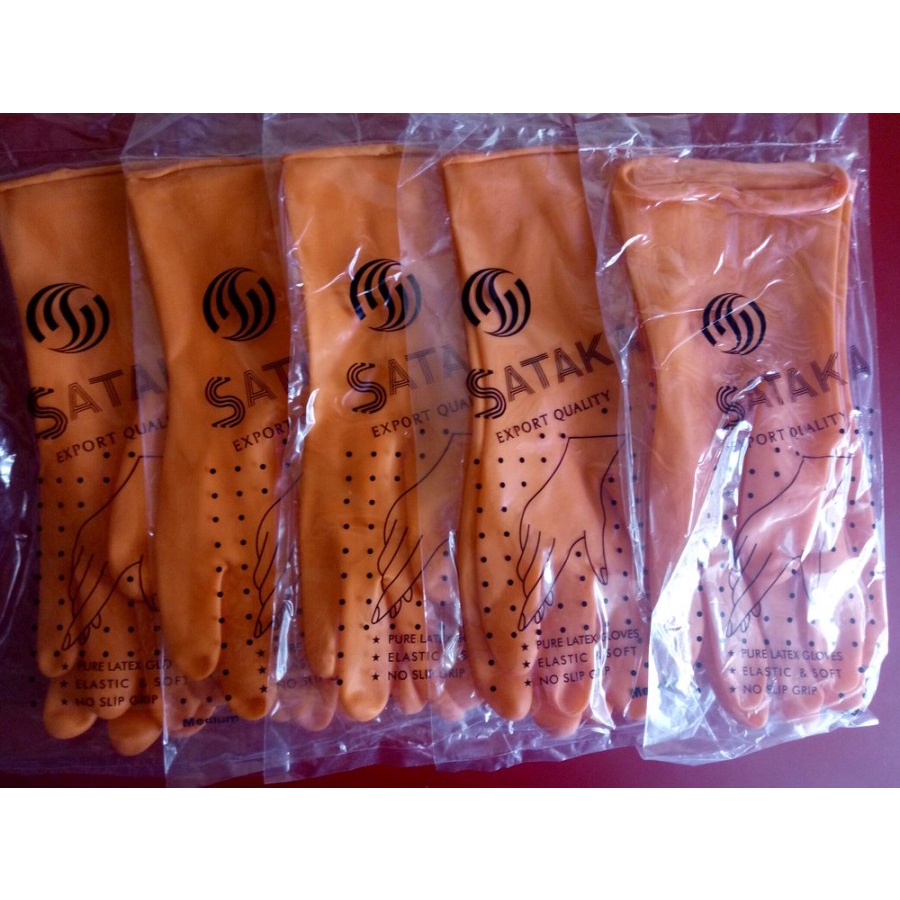 Jual Sarung Tangan Karet Orange Sataka | Shopee Indonesia
