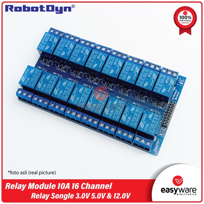 Jual RobotDyn Relay Module 16 Channel 10A 3.3V Relay Songle | Shopee ...