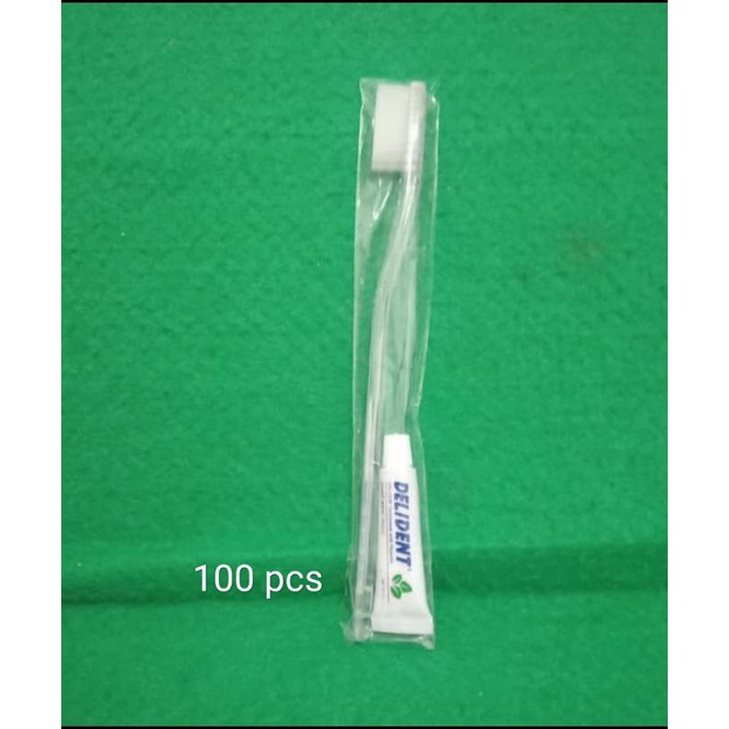 Jual sikat gigi hotel crystal panjang + odol laminated tube 100 pcs ...