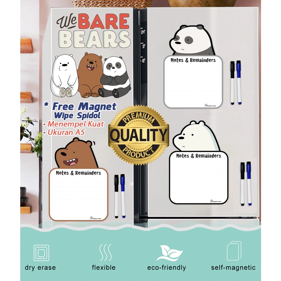 Jual WHITEBOARD MAGNETIC NOTES KULKAS MODEL WE BARE BEARS EDITIONS ...