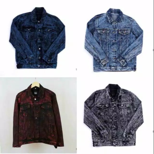 Jual Jaket Jeans Pria Wanita Sandwash Hitam Snowblack | Shopee Indonesia