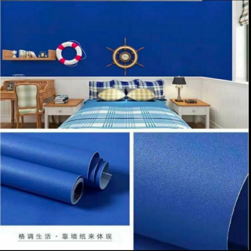 Jual Wallpaper Sticker Dinding Biru Dongker Polos Elegan wallpaper ...