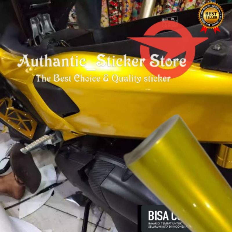 Jual Stiker skotlet profix metalik kuning sticker scotlite motor kuning ...