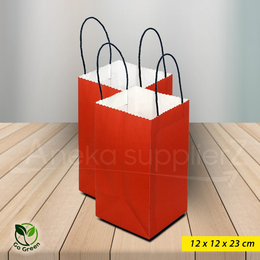 Jual Paper Bag Merah - Paper Bag Imlek - Paper Bag Natal |M5 - 12x12x23 ...