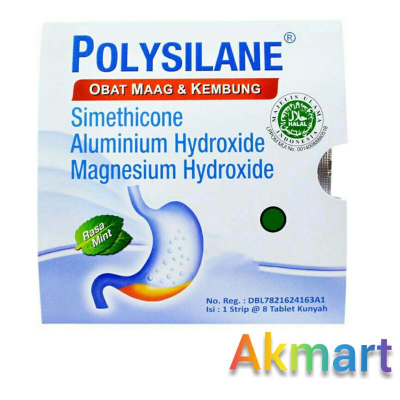 Jual Polysilane Tablet Kunyah 1 Strip isi 8 Tablet | OBAT MAAG | OBAT ...