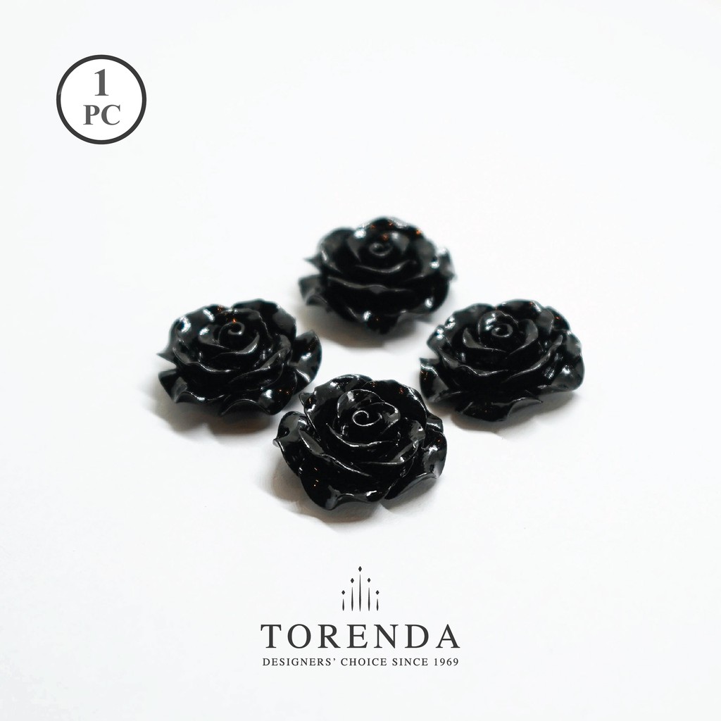 Jual Torenda Rose Acrylic Hitam (19mm) - Bunga Payet (Flower Beads ...