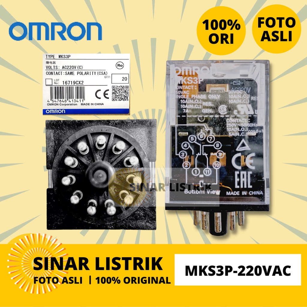 Jual OMRON RELAY MKS3P-220VAC MKS3P 220VAC 11PIN | Shopee Indonesia
