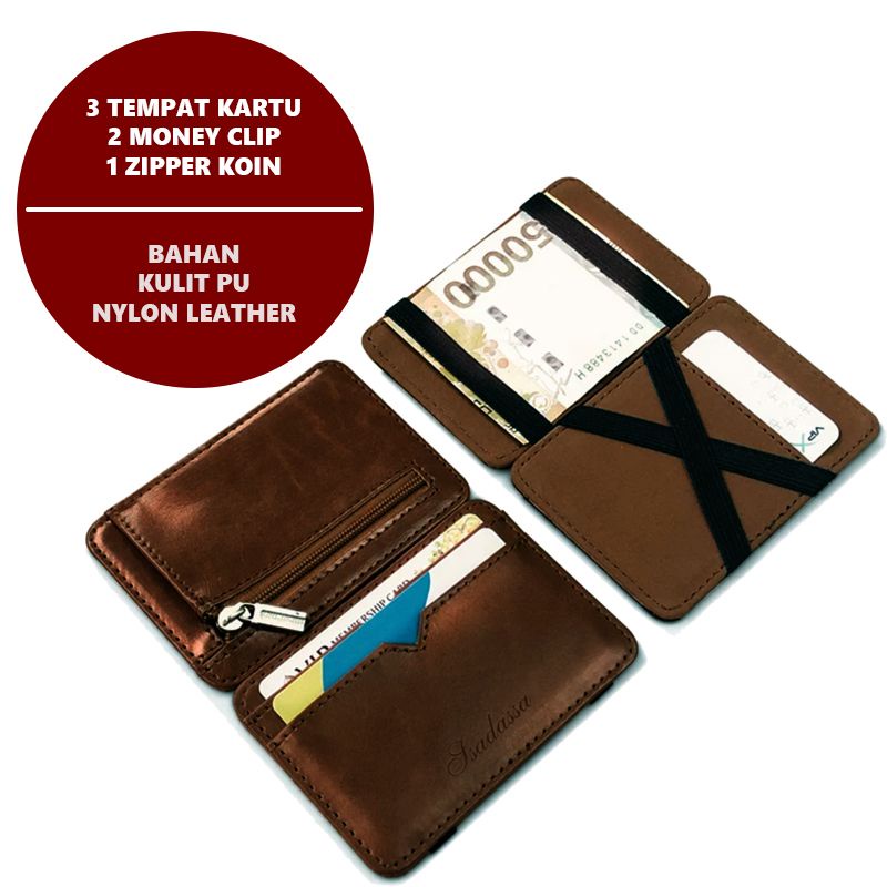 Jual Dompet Pria Tipis ( Magic Money Clip Wallet Zipper ) Kulit ...