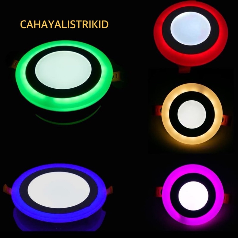 Jual DOWNLIGHT LED PANEL 2 WARNA18+6 WATT BULAT DAN KOTAK TENGAH PUTIH ...