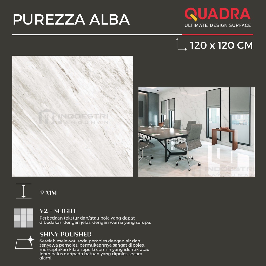 Jual Granit Quadra Purezza Alba 120 x 120cm (1 dus / 2,88m2) Shiny Polished | Shopee Indonesia