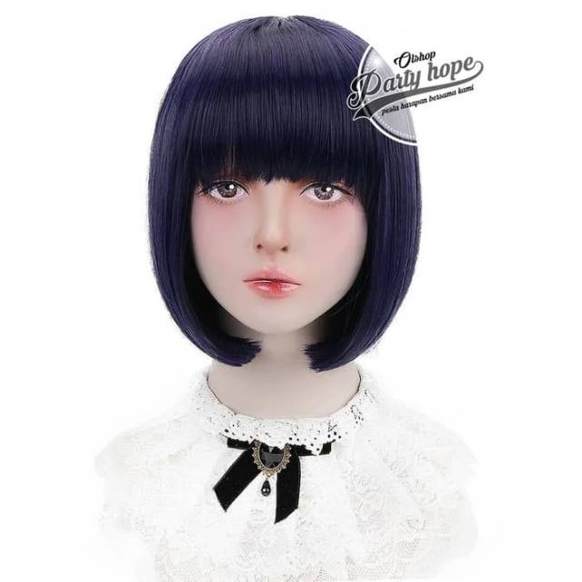 Jual Wig bob hitam / wig lurus pendek / wig poni pendek/ rambut palsu ...