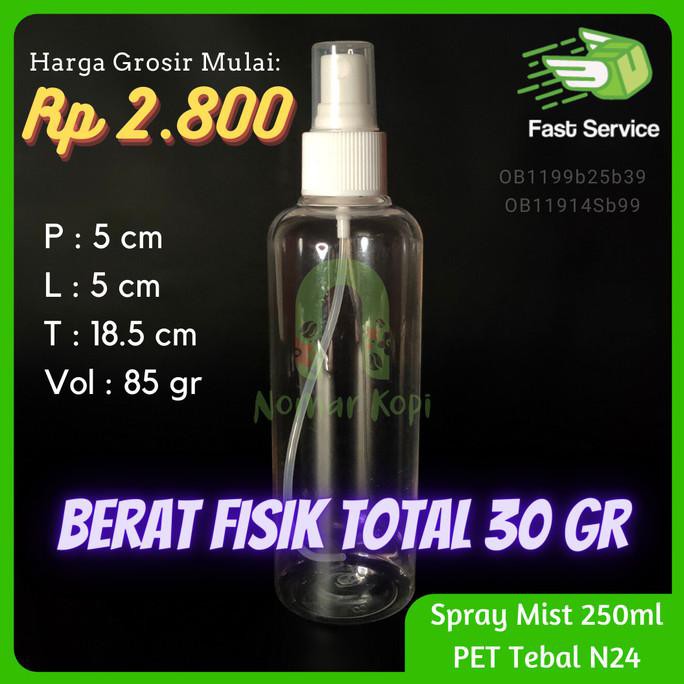 Jual BOTOL SPRAY 250ml PET BENING TEBAL BODY MIST PARFUM SANITIZER ...