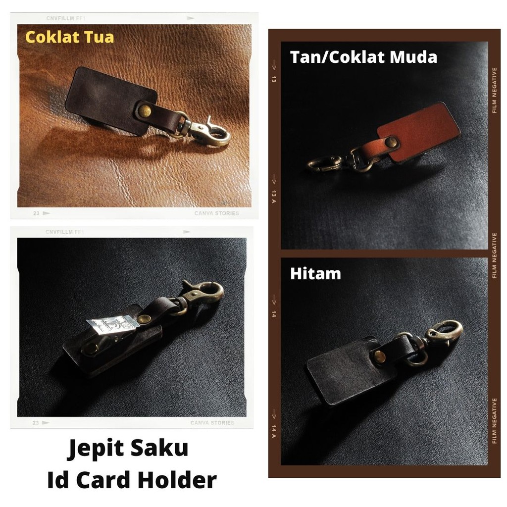 Jual Jepit Saku Id Card Holder Name Tag Kulit Asli | Shopee Indonesia