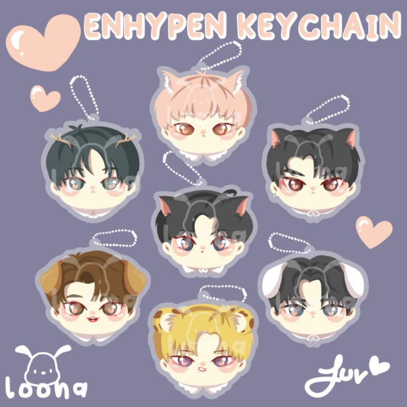 Jual ENHYPEN KEYCHAIN AND STICKER ( EN- KEYRING CHIBI FANART JUNGWON ...
