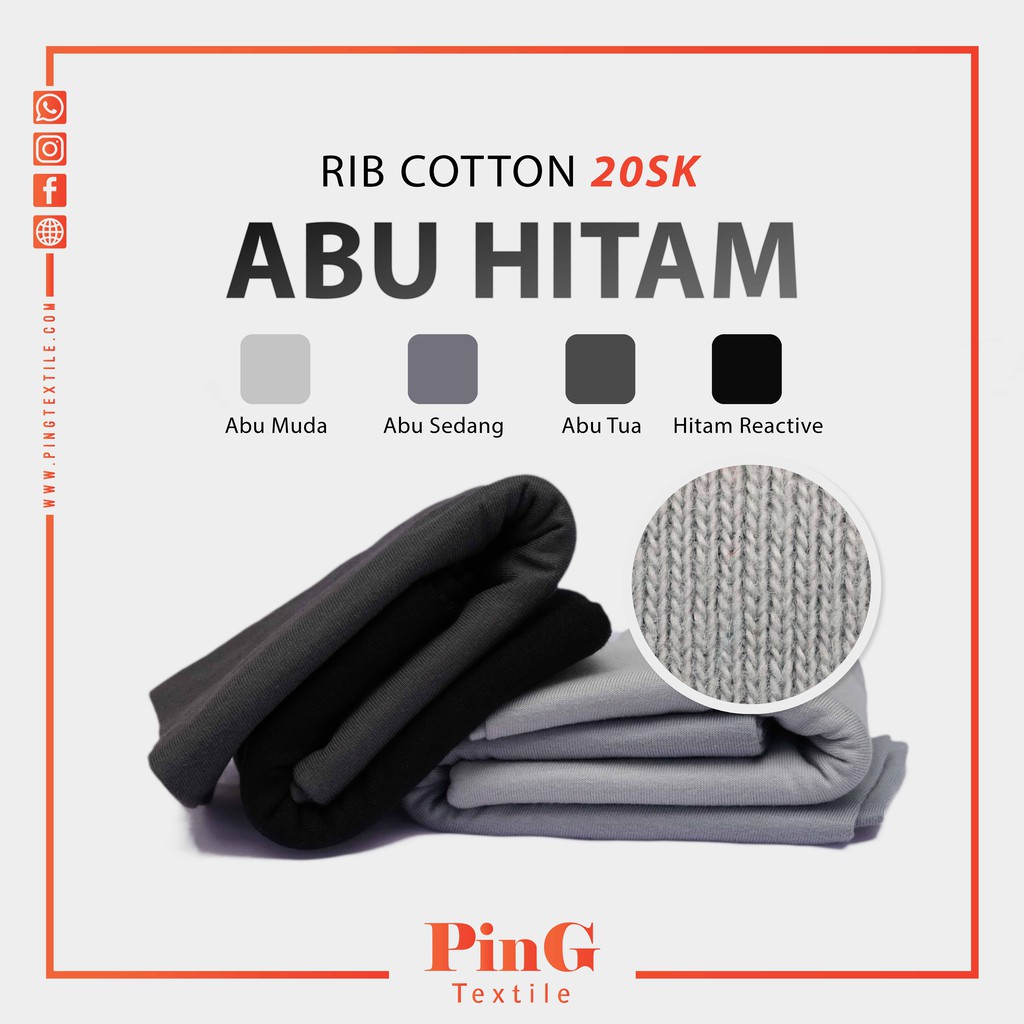 Jual RIB COTTON CARDED COMBED 20SK | ABU ABU HITAM BAHAN KAIN KAOS ...