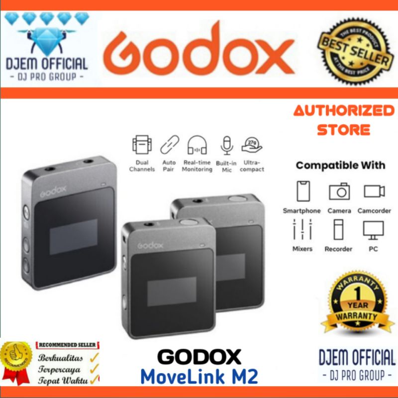 Jual Godox MoveLink M2 Compact Digital Wireless Microphone System for ...