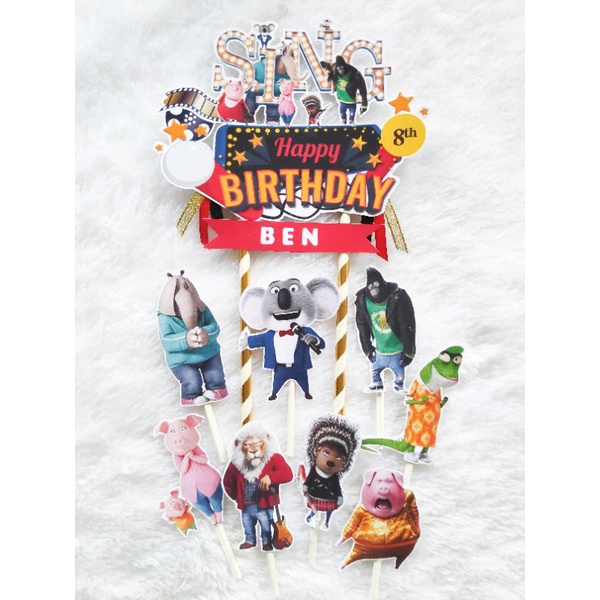 Jual Cake Topper Sing 2 / HIasan kue SIng2 / Dekorasi Kue Sing 2 ...