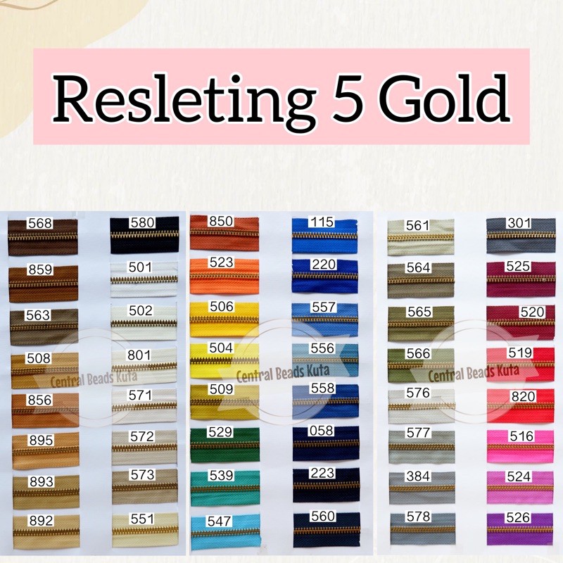 Jual (1 meter) daun resleting besi 5 gold YKK | Shopee Indonesia