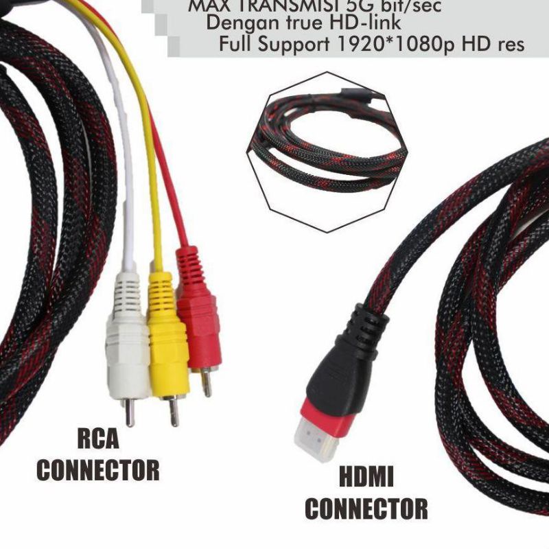 Jual Kabel HDMI ke 3 RCA AV Audio video kabel adaptor mengkonversi ...