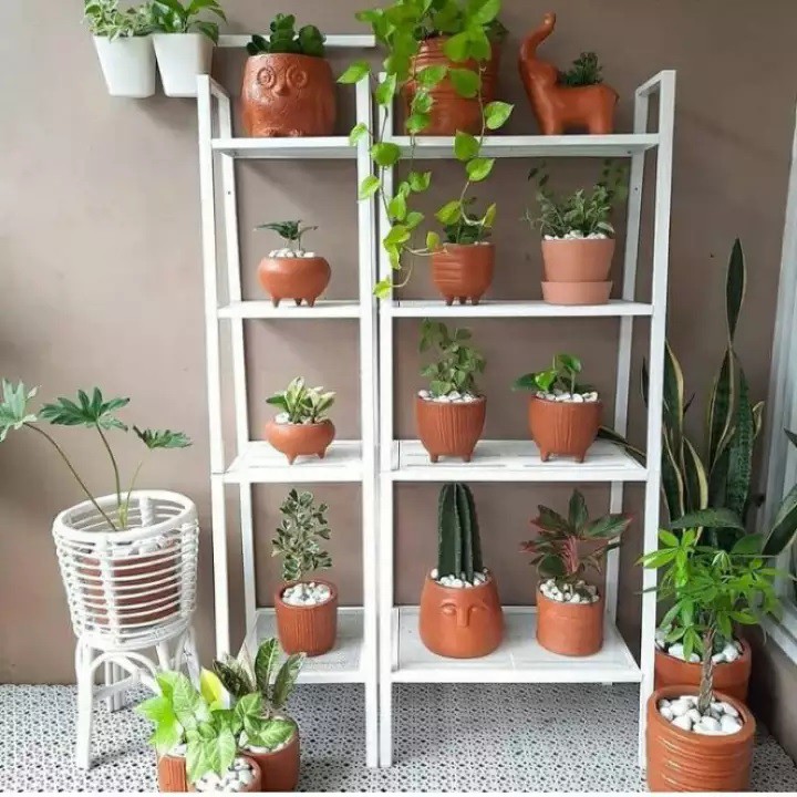 Jual LERBERG unit rak besi buku tanaman pajangan outdoor indoor kuning ...
