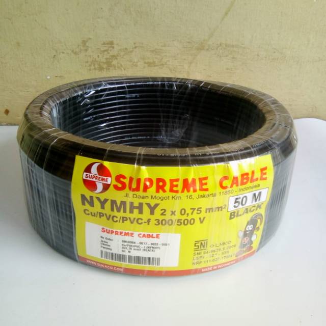 Jual kabel listrik supreme hitam 2 x 0.75 mm serabut - jual per meter | Shopee Indonesia