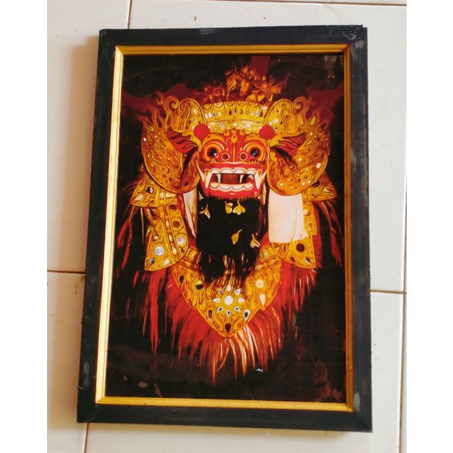 Jual hiasan dinding poster barong Bali plus BINGKAI ukuran 53*35 ...
