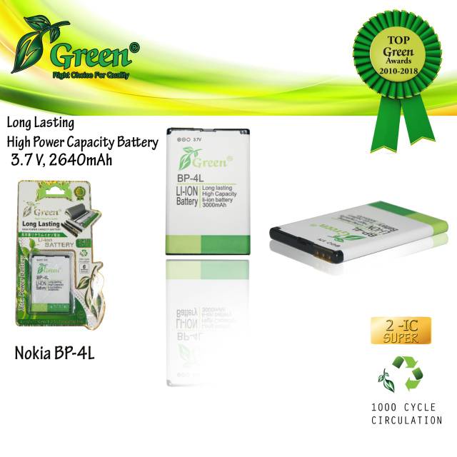 Jual BATERAI / BATERE / BATTERY ORIGINAL GREEN NOKIA BL 4L (Double ...