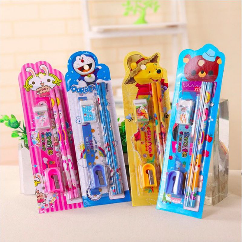 Jual MINI STATIONERY SET ALAT TULIS SEKOLAH 5 in 1 KARAKTER LUCU ...