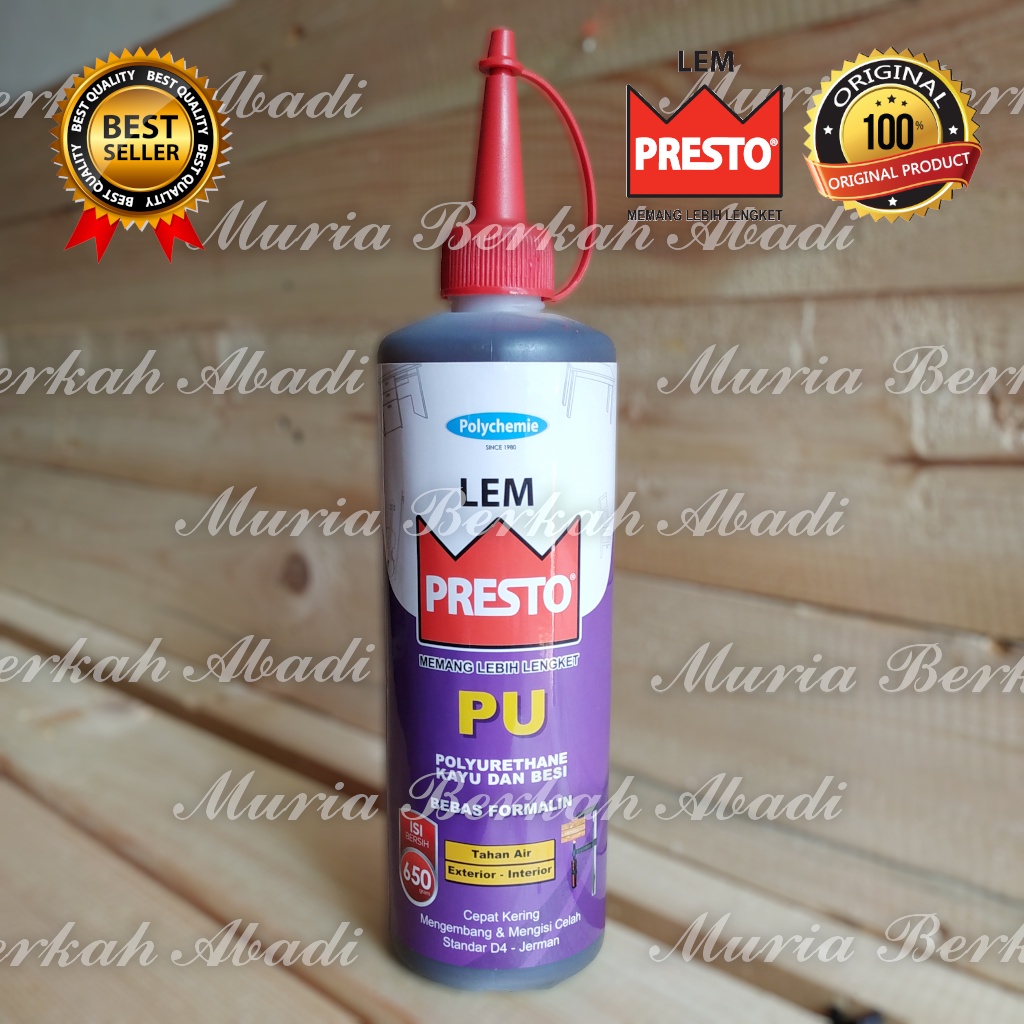Jual Presto PU Polyurethane Lem Presto PU untuk Kayu Basah dan Besi, Tahan Air, mengembang saat ...