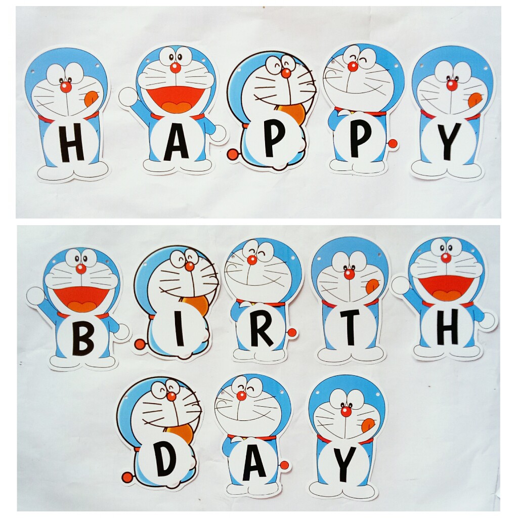 Jual doraemon banner flag garland bunting flag ulang tahun karakter ...