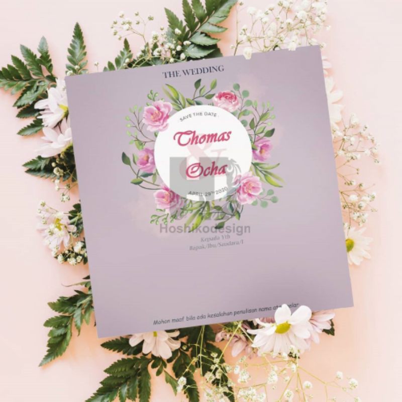 Jual Undangan Pernikahan Kekinian Rustic, Undangan Bunga Pink | Shopee ...