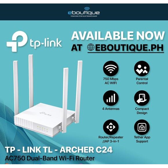 Jual Tp-Link Archer C24 AC750 Dual-Band Wi-Fi Router 5G | Shopee Indonesia