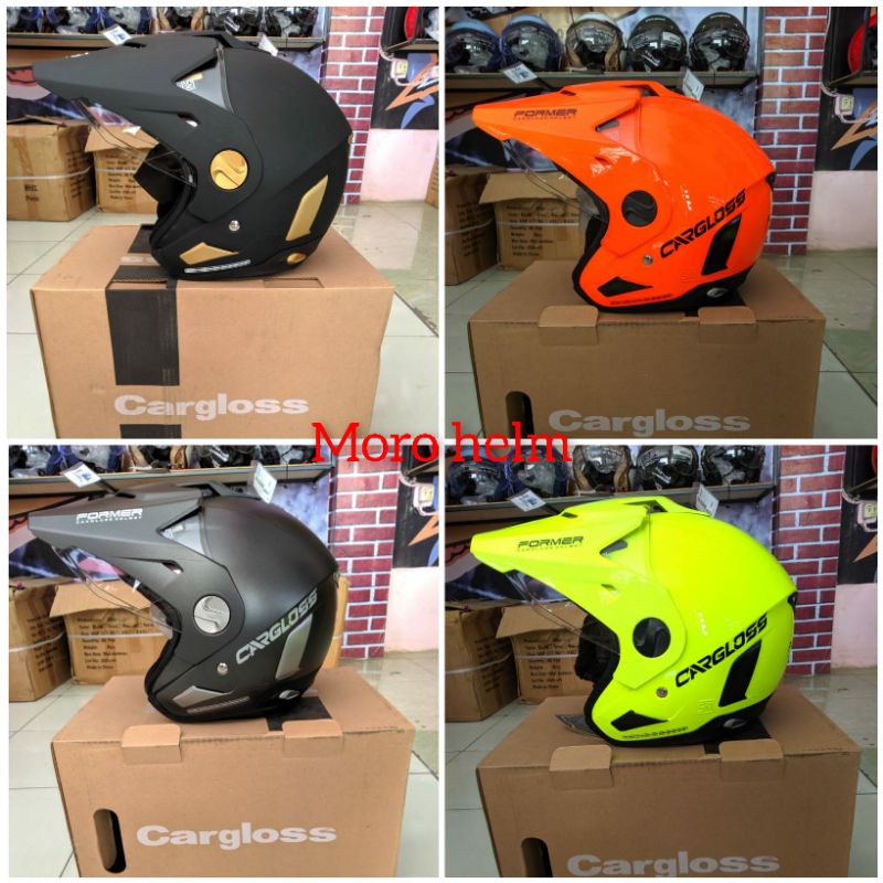 Jual helm cargloss former semi cross pet text solid | Shopee Indonesia