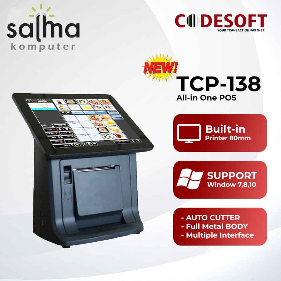 Jual MESIN KASIR ALL IN ONE POS TOUCHSCREEN CODESOFT TCP138 | TCP 138 | Shopee Indonesia