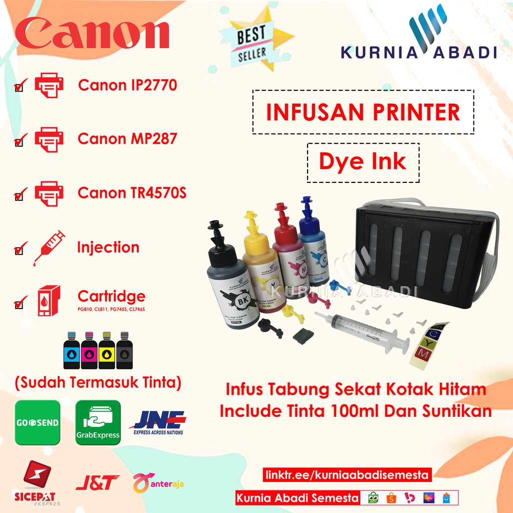 Jual Paket Infus Tabung Printer Kotak Hitam Eksklusif + Tinta 100ml 4 ...