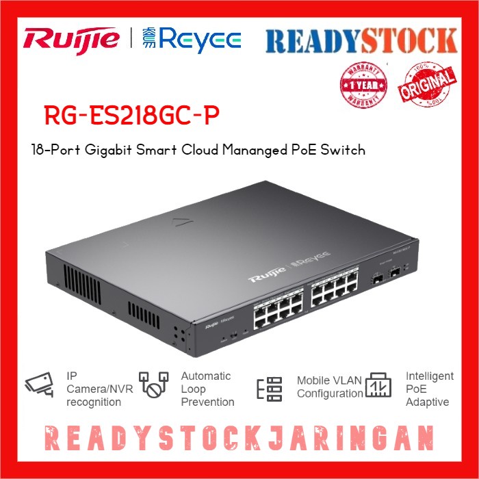 Jual RUIJIE RG-ES218GC-P 18-Port Gigabit Smart Cloud Mananged PoE Switch | Shopee Indonesia