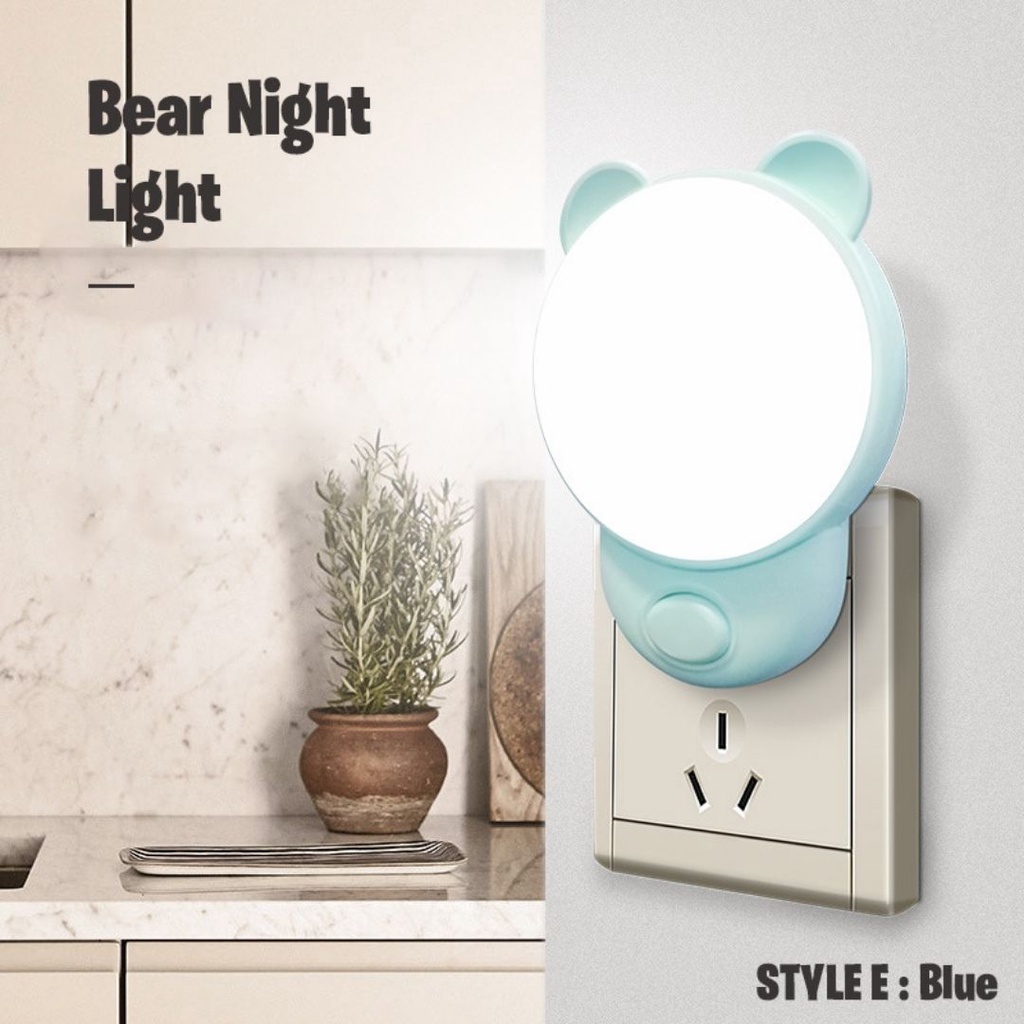 Jual Kokomi Lampu Tidur Anak Karakter Beruang Colokan Lampu Malam LED ...