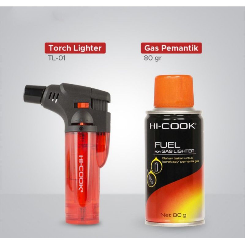 Jual Paket Hi-cook Torch Lighter TL-01plus gas pemantik 80 Gr | Shopee ...