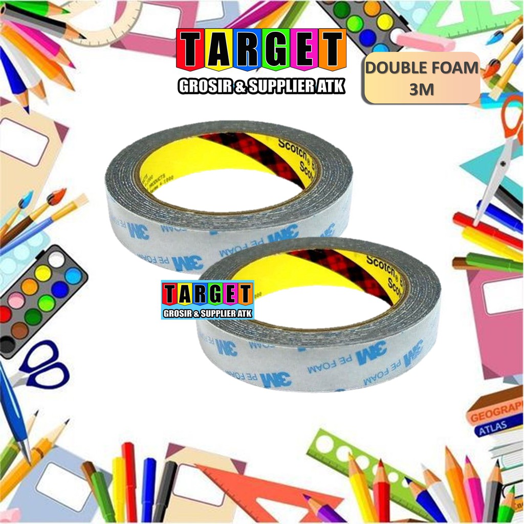 Jual 3M PEREKAT DOUBLE TAPE / PE Foam Tape 24mm / Double Tape Lakban ...