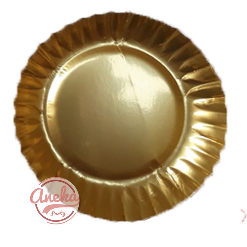 Jual piring kue warna silver & gold / piring kertas / paper plate kecil / piring kertas kue ...