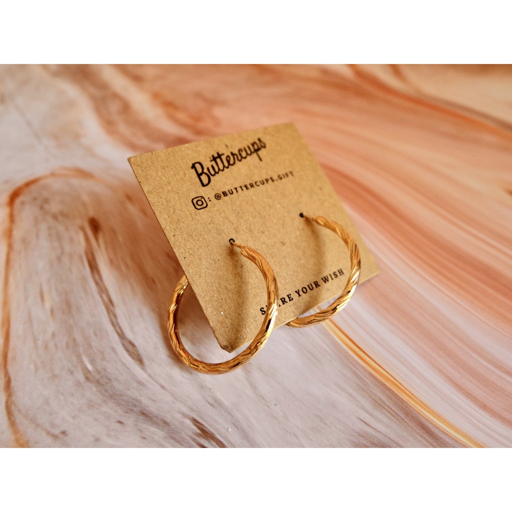 Jual Hoops circle earrings gold anting bulat wanita korea emas ...