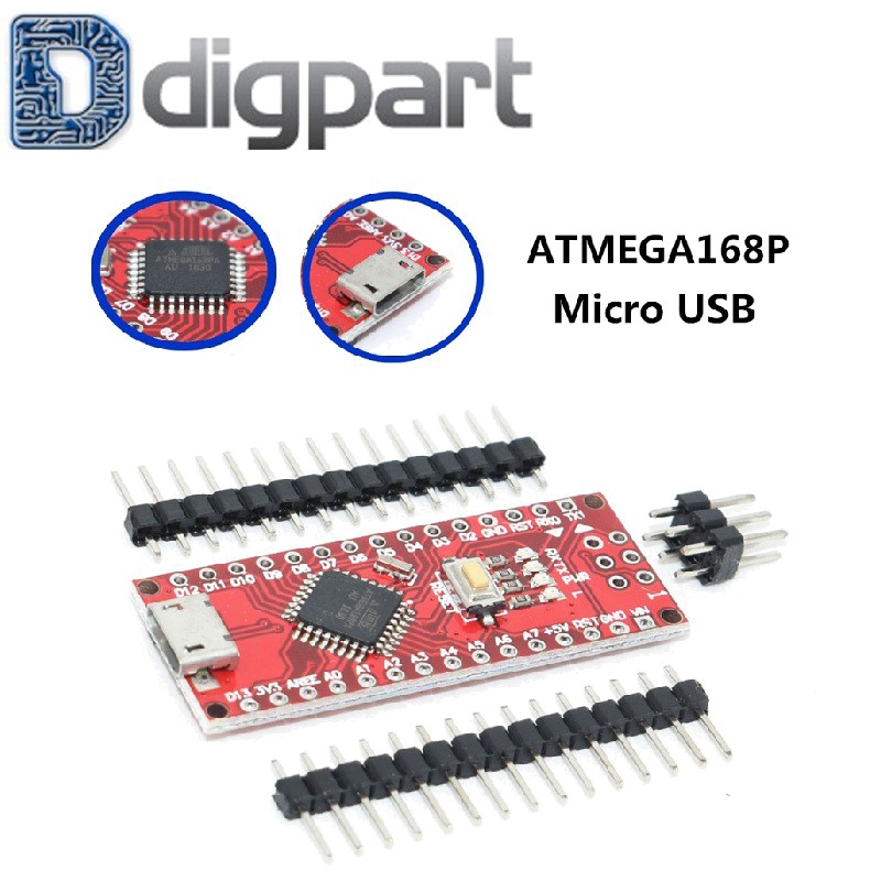 Jual Arduino Nano Micro USB V3 v3.0 ATMEGA168P Merah CH340 USB driver 16Mhz | Shopee Indonesia