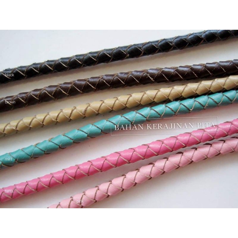 Jual Tali kepang bulat kulit asli 5mm | Shopee Indonesia
