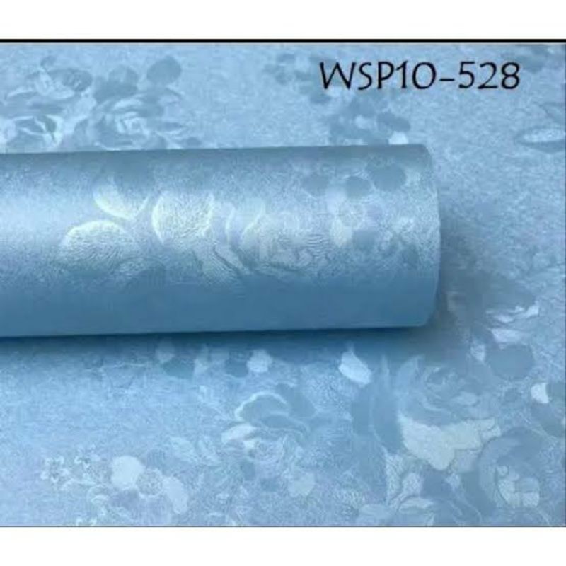 Jual WALLPAPER DINDING MOTIF BIRU POLOS BERTEKSTUR BUNGA MAWAR | Shopee ...