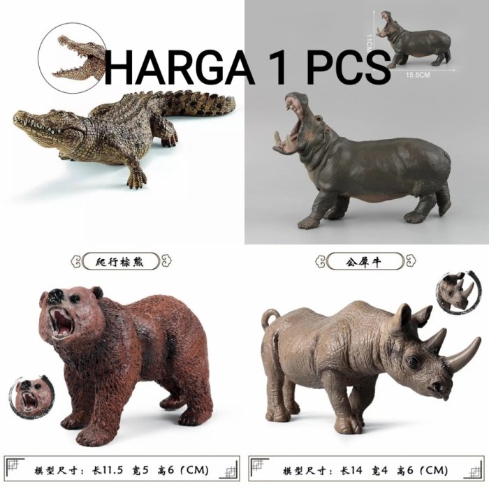 Jual Figure Aneka Hewan Binatang / Figure Buaya Badak Beruang Kuda Nil ...