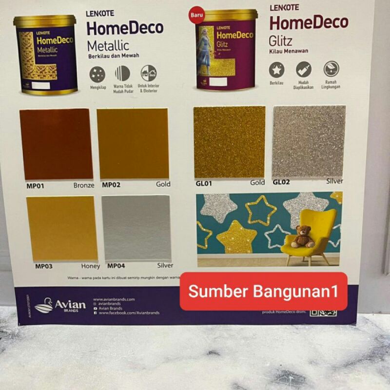 Jual Cat Lenkote HomeDeco lis gypsum gipsum tembok silver emas gold ...